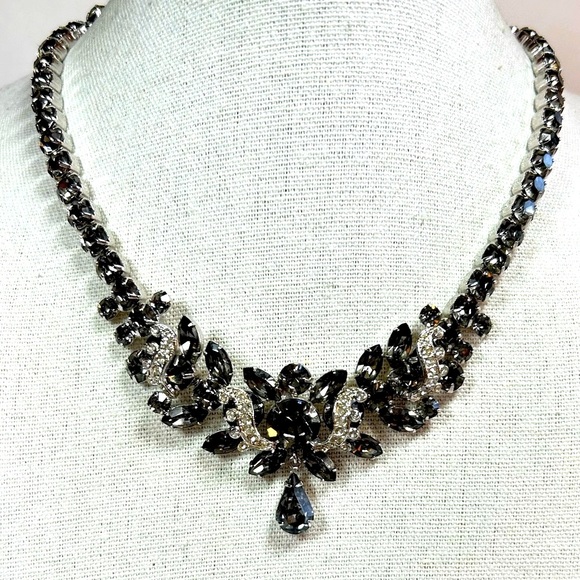 Albert Weiss | Jewelry | Vintage Signed Weiss Black Diamond Necklace ...